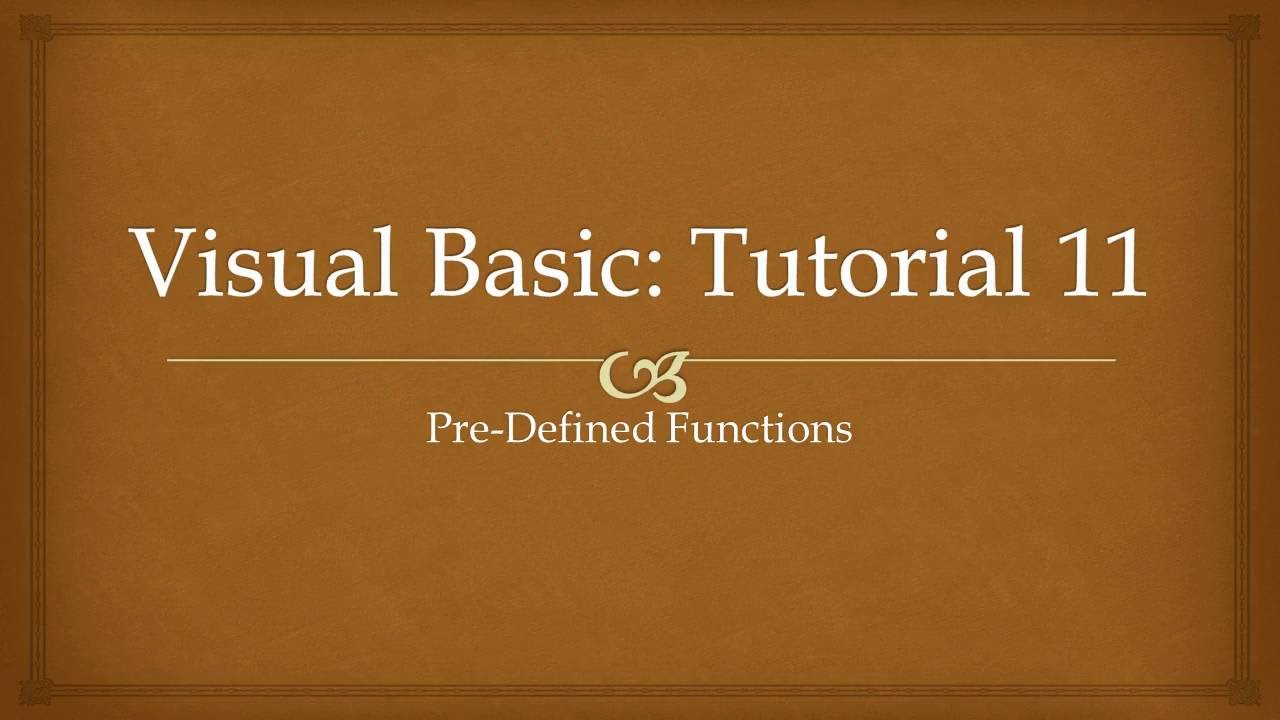 Visual Basic Tutorial 11 Youtube