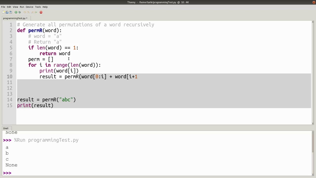 Permutations Recursive Youtube