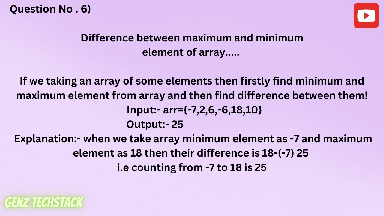How To Find Maximum And Minimum Element Of Array Java Question Solution