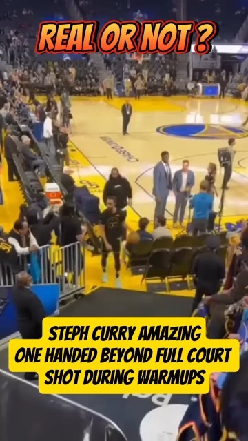 Steph Curry Amazing One Handed Beyond Full Court Shot During Warmups