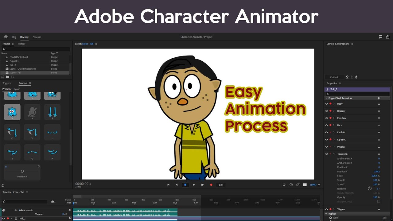 Adobe Character Animator Tutorial 2d Animation Easy Process Youtube