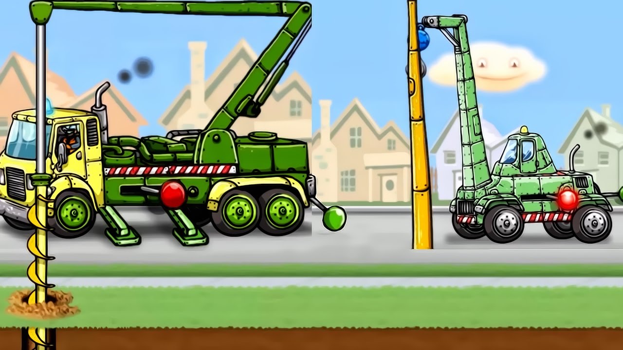 Drill Truck Crane Diggers Work For Children Youtube