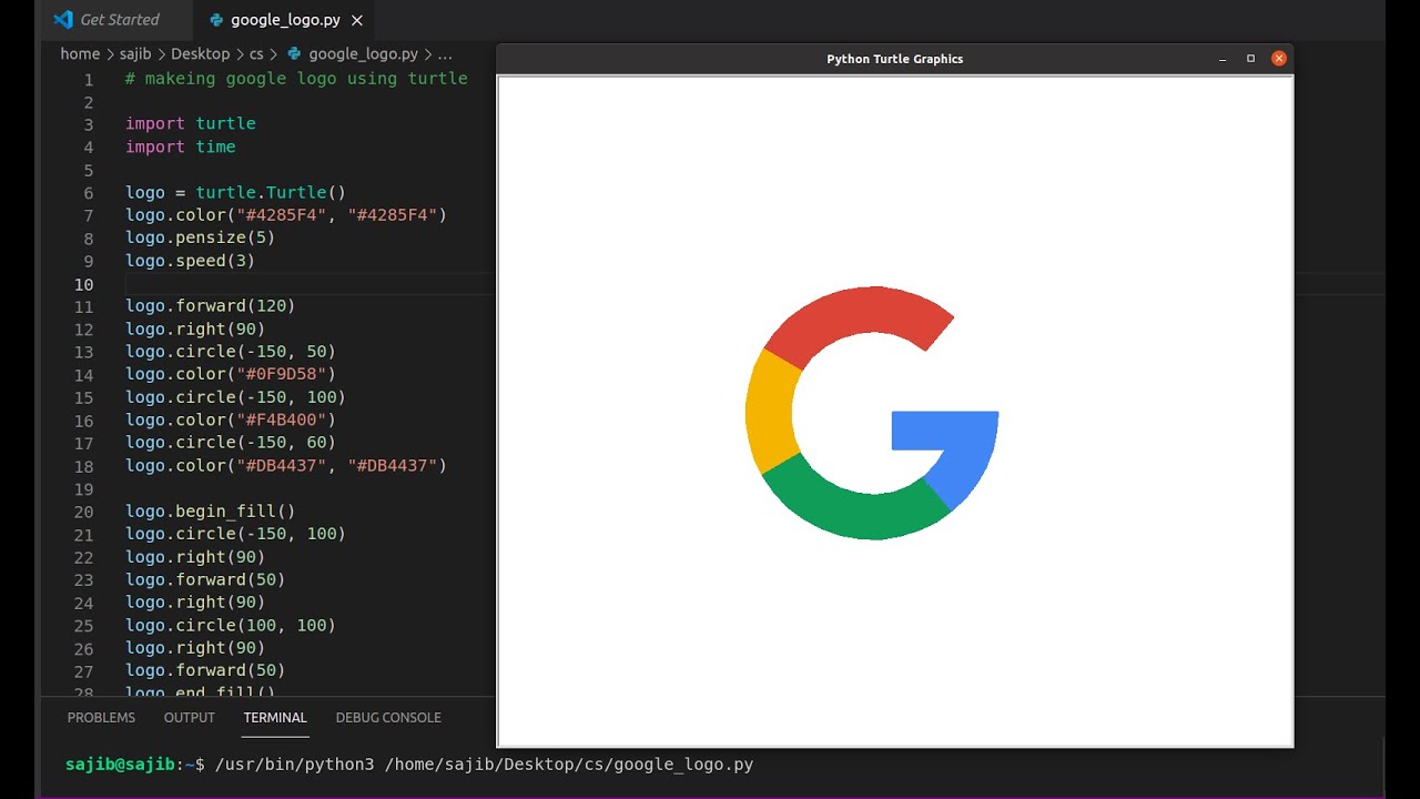 Creating Google Logo Using Python Turtle Youtube