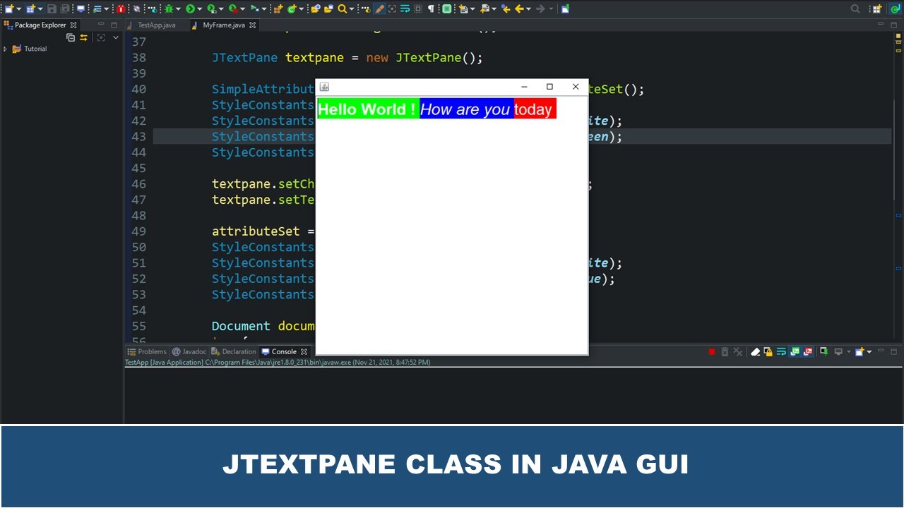 Java Gui Tutorial 67 Create A Textpane Using Jtextpane Class In Java
