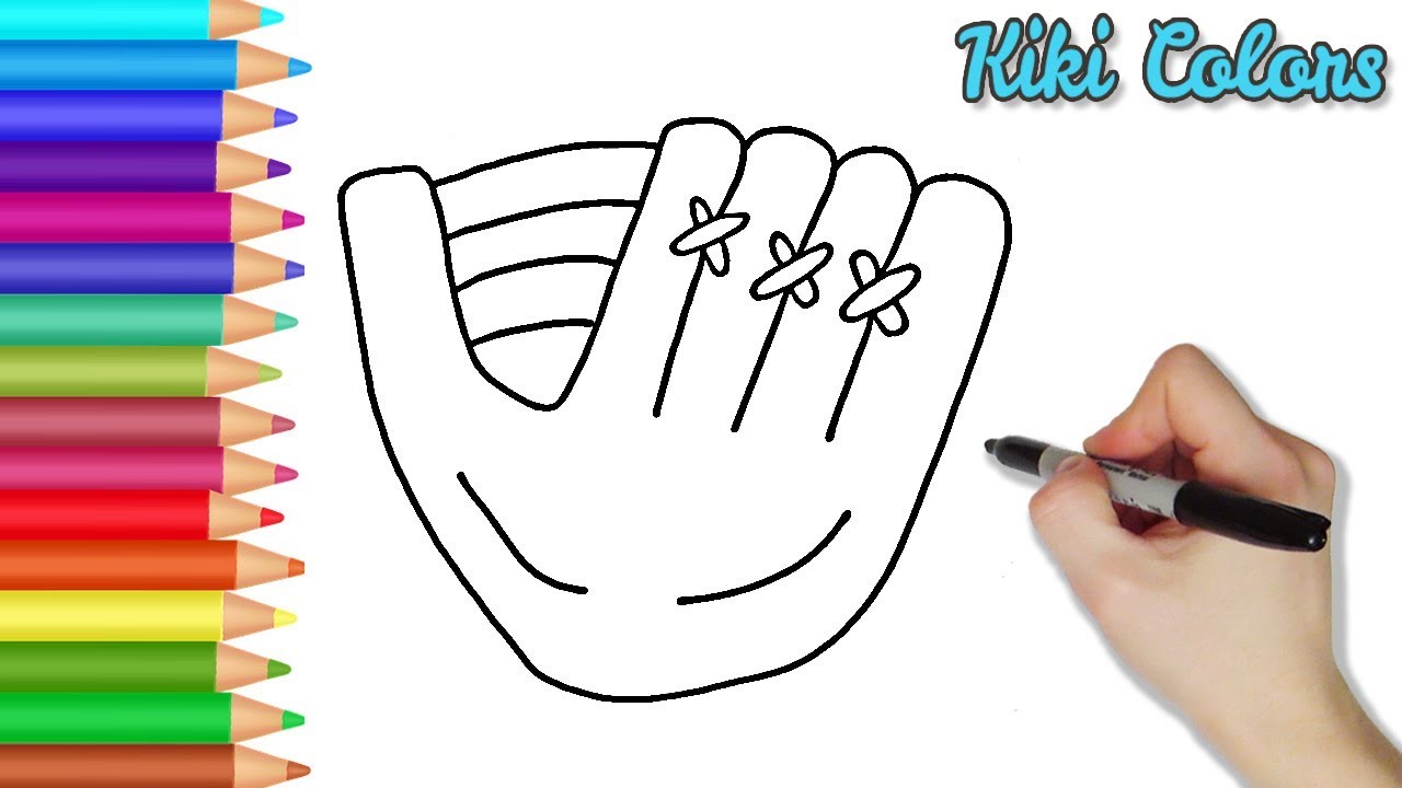 How To Draw Baseball Glove Teach Drawing For Kids And Toddlers