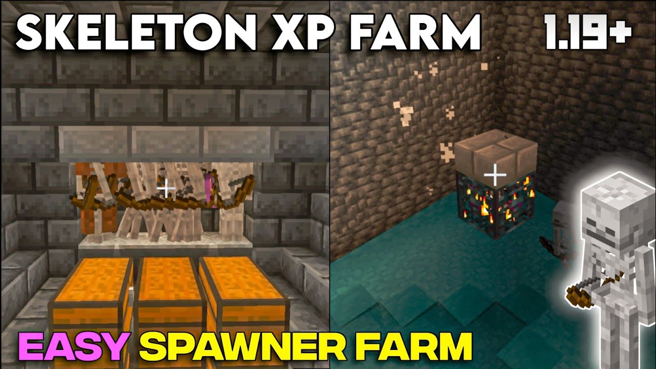 Skeleton Spawner Xp Farm In Minecraft Pe Bedrock 1 19 Easy Skeleton