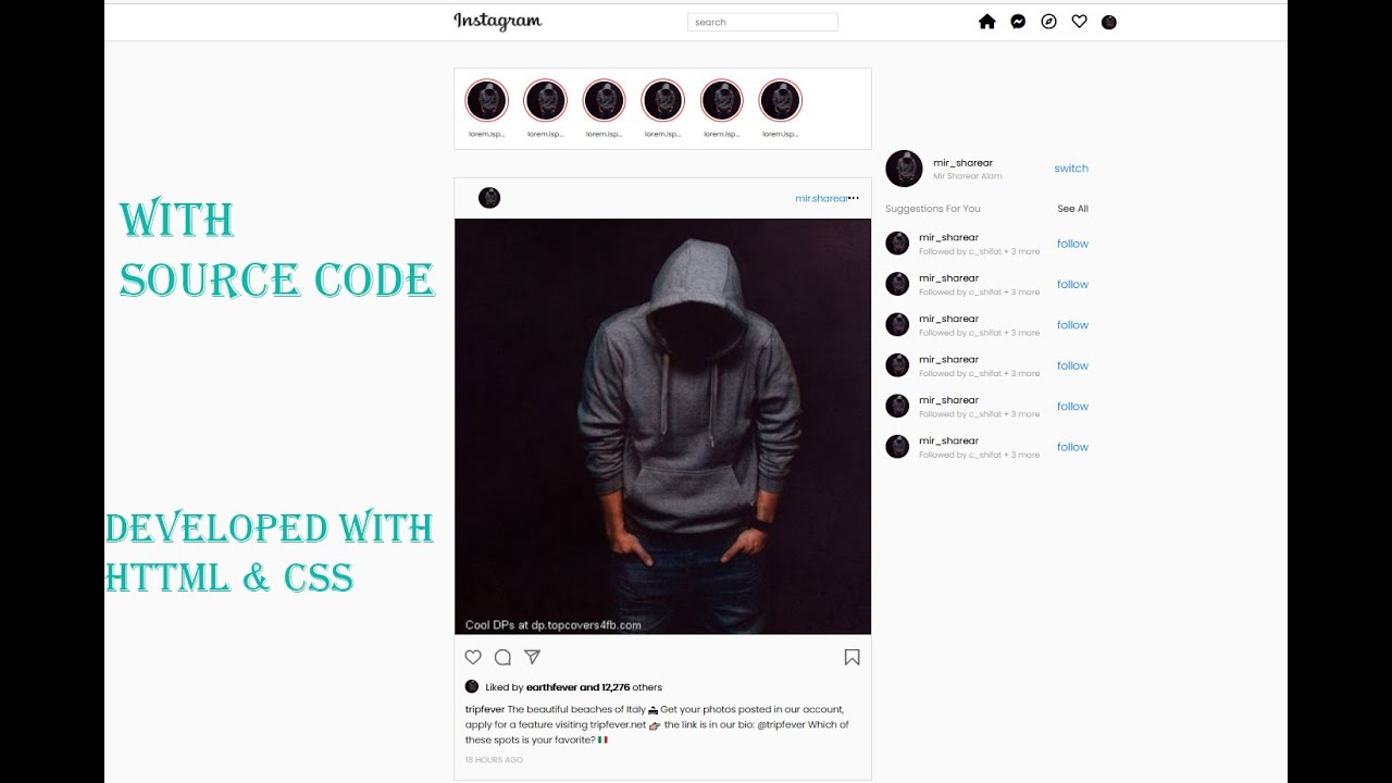 Instagram Ui Clone 2022 Make Responsive Instagram Clone With Html