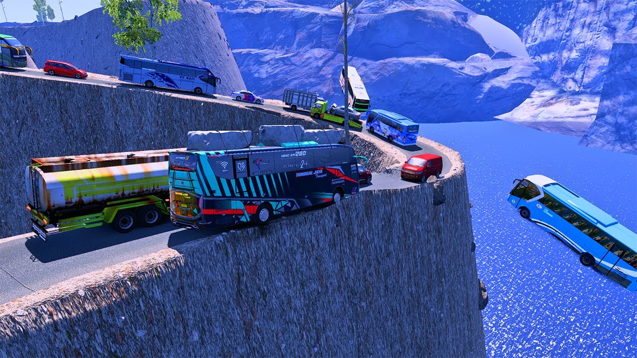Crazy Bus Driver Driving Through The Most Dangerous Road Eps65 Ets2