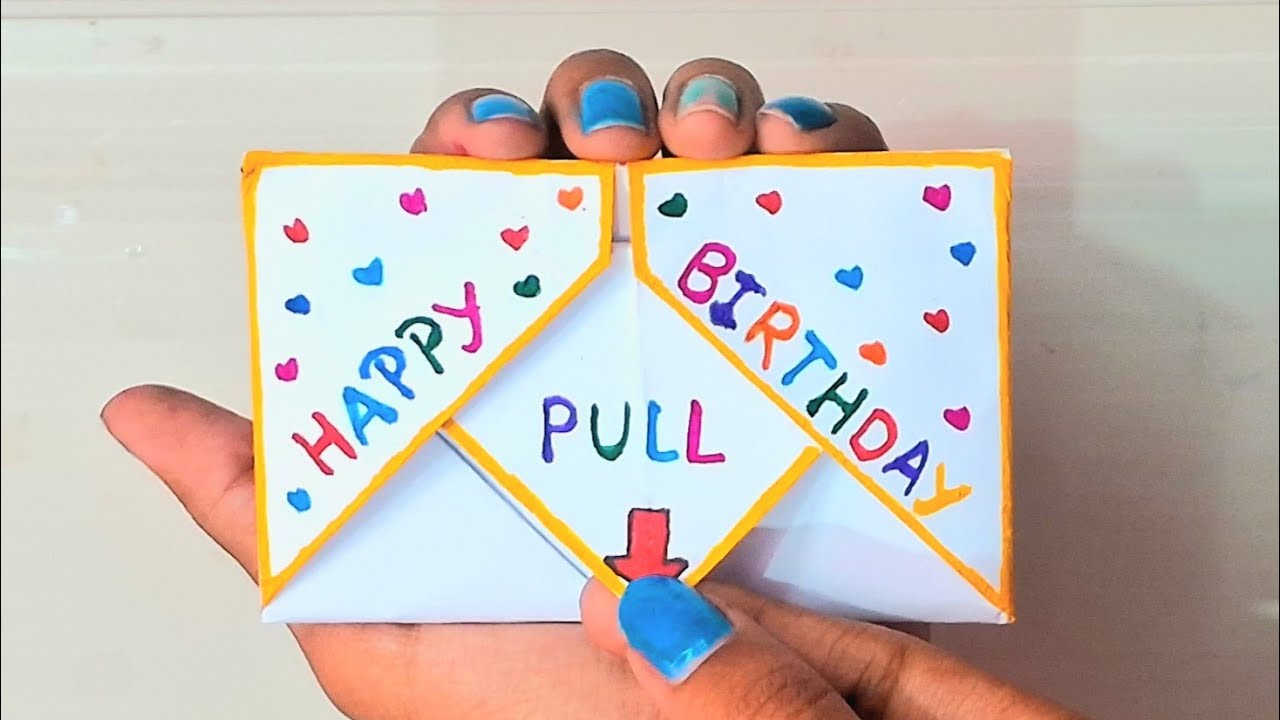 Diy Surprise Message Card For Birthday Pull Tab Origami Envelope