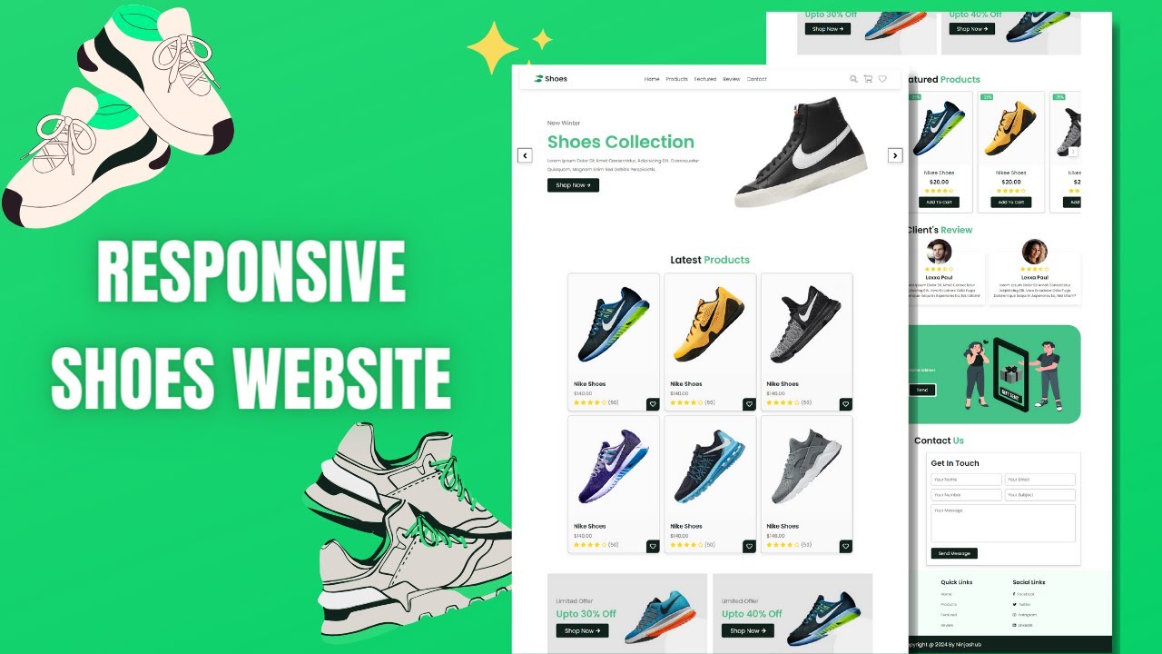 Responsive Shoes Website Design Using Html Css Javascript Youtube