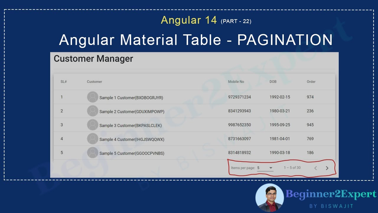 Part 22 Angular Material Table Pagination How To Customize The