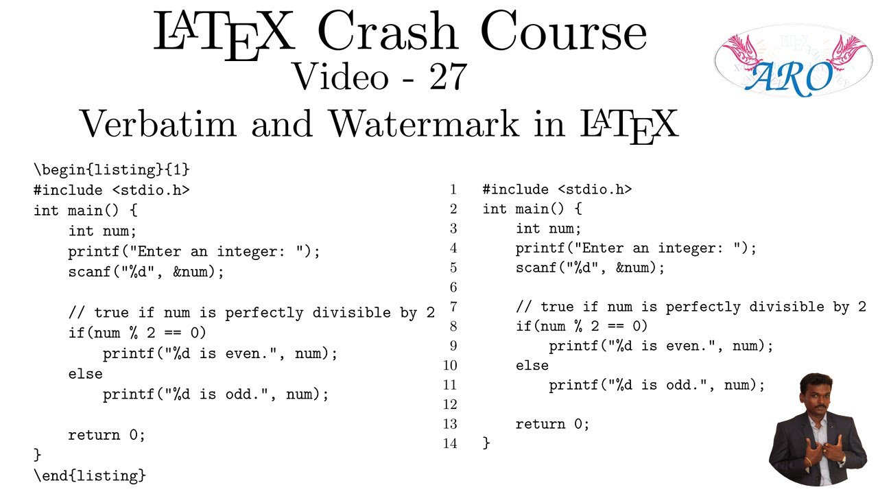 Latex Crash Course In Tamil How To Set Watermark In Latex Verbatim In