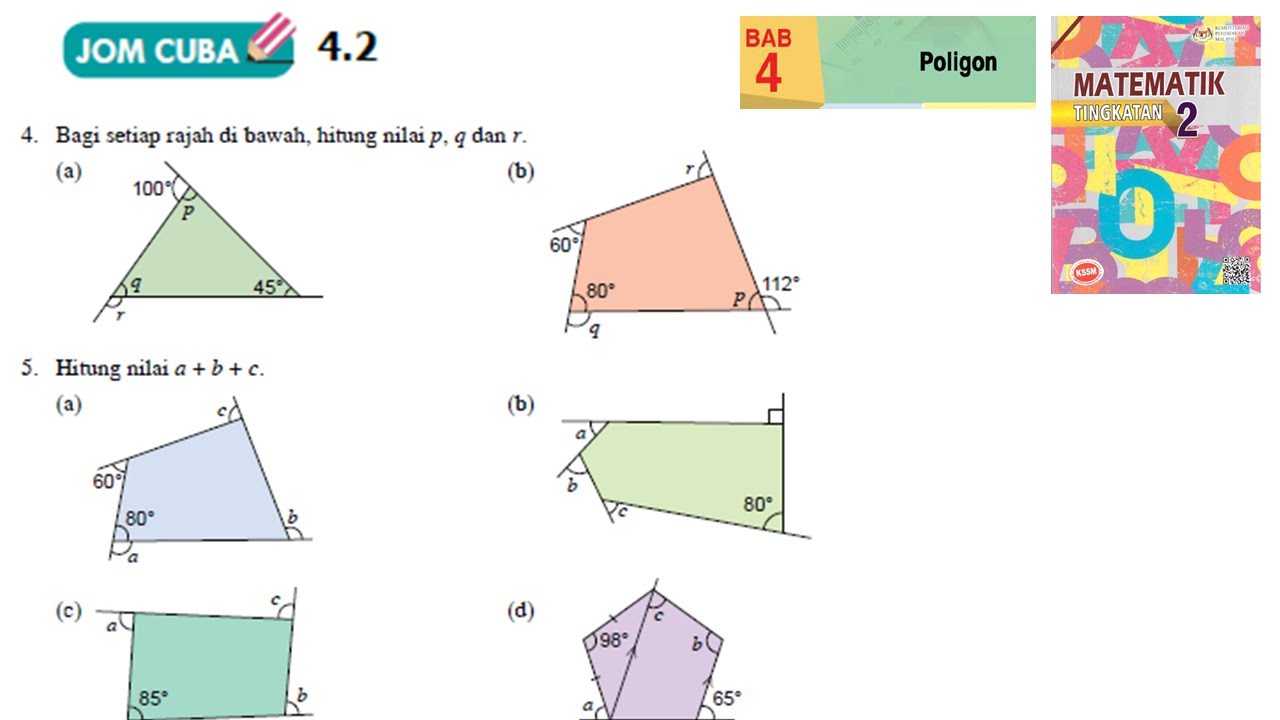 Kssm Matematik Tingkatan 2 Bab 4 Poligon Jom Cuba 4 2 No4 No5 Buku Teks