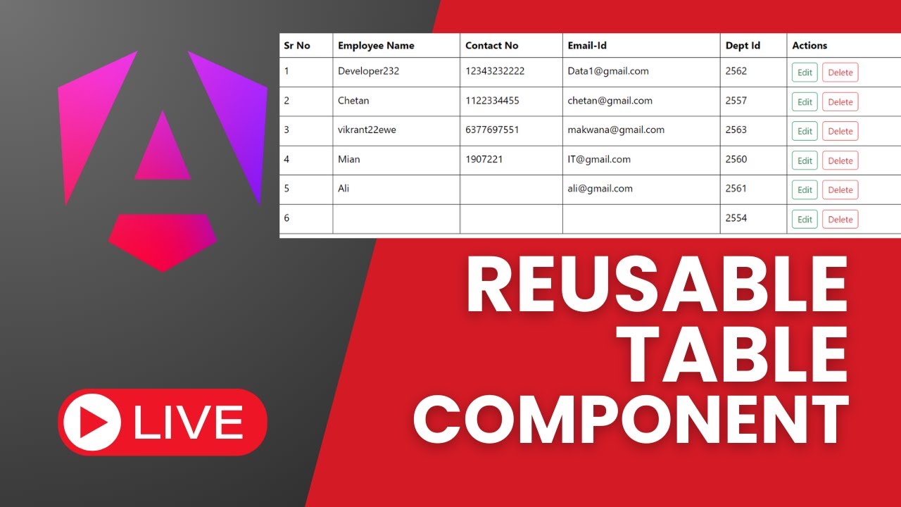 Reusable Table Component In Angular Angular 19 Tutorial Live