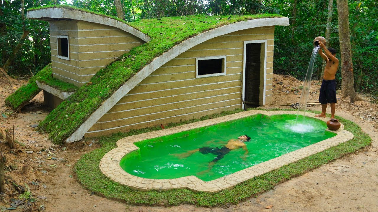 25 Days Building The Most Amazing Underground Temple House And Swimming
