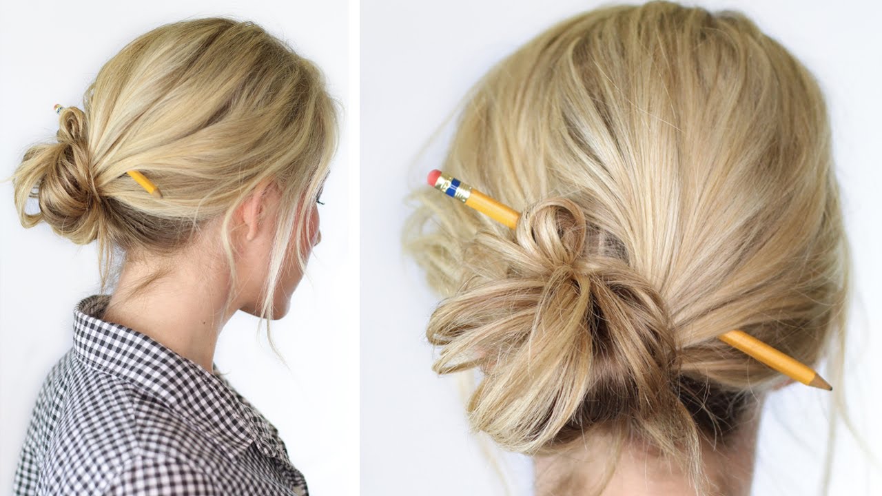 Pencil Bun Easy Style For School Youtube