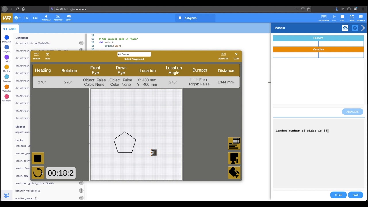 Draw A Polygon Python Vexcode Vr Youtube