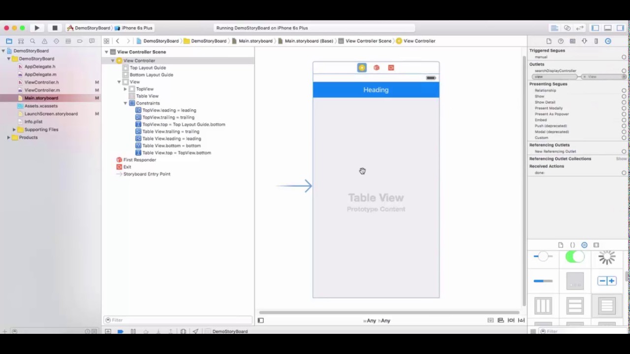 Connect Tableview To Viewcontroller In Storyboard Ios Youtube