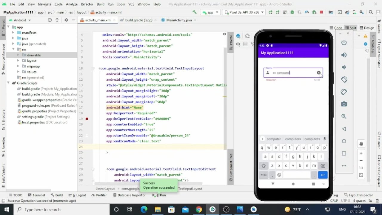 Material Design Edit Text Textinputedittext In Android Studio