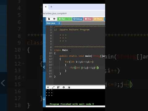 Square Pattern Program Java Coding Youtube