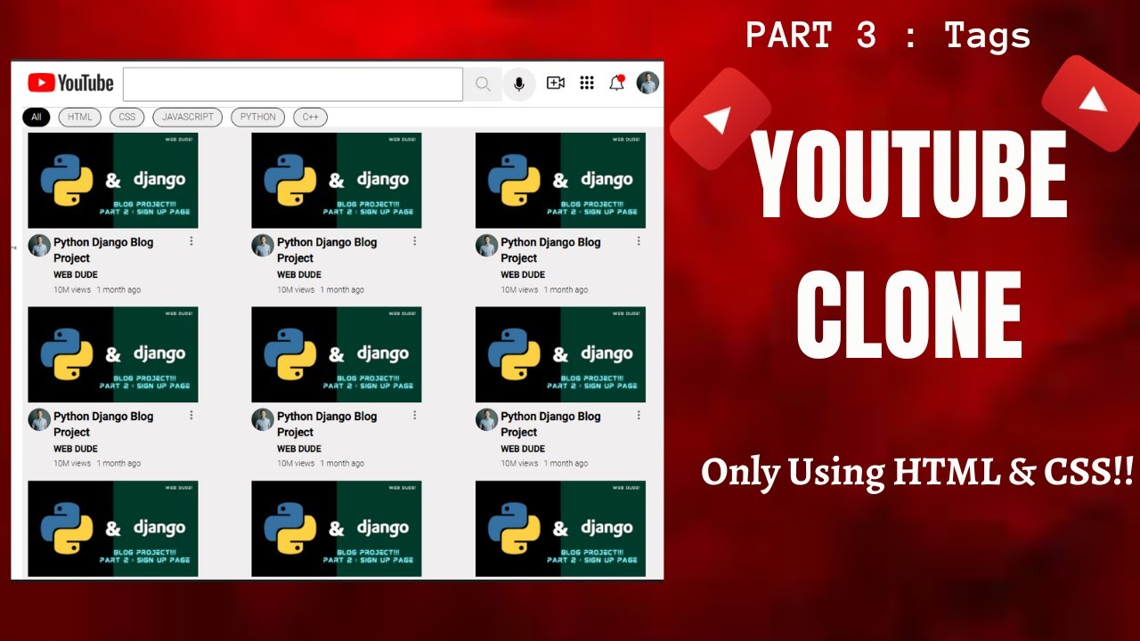 Clone рџ ґрџ ґ Part 3 Tags Only Html Css Clone Youtuber