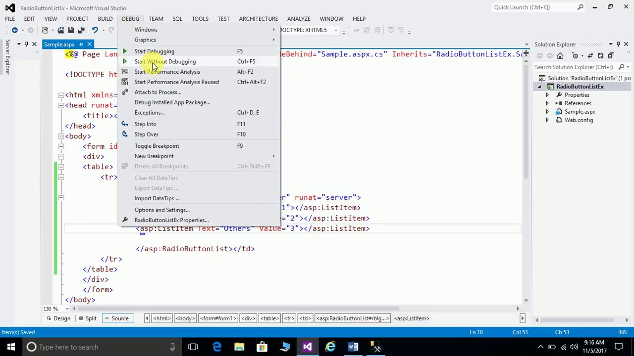 Radiobuttonlist In Asp Net C Part 1 Youtube