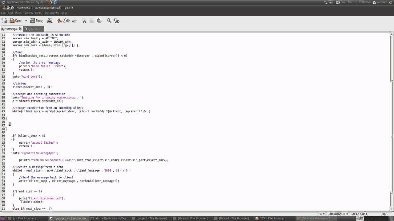C Programming Client Server Socket Thread Explanation In Arabic Youtube