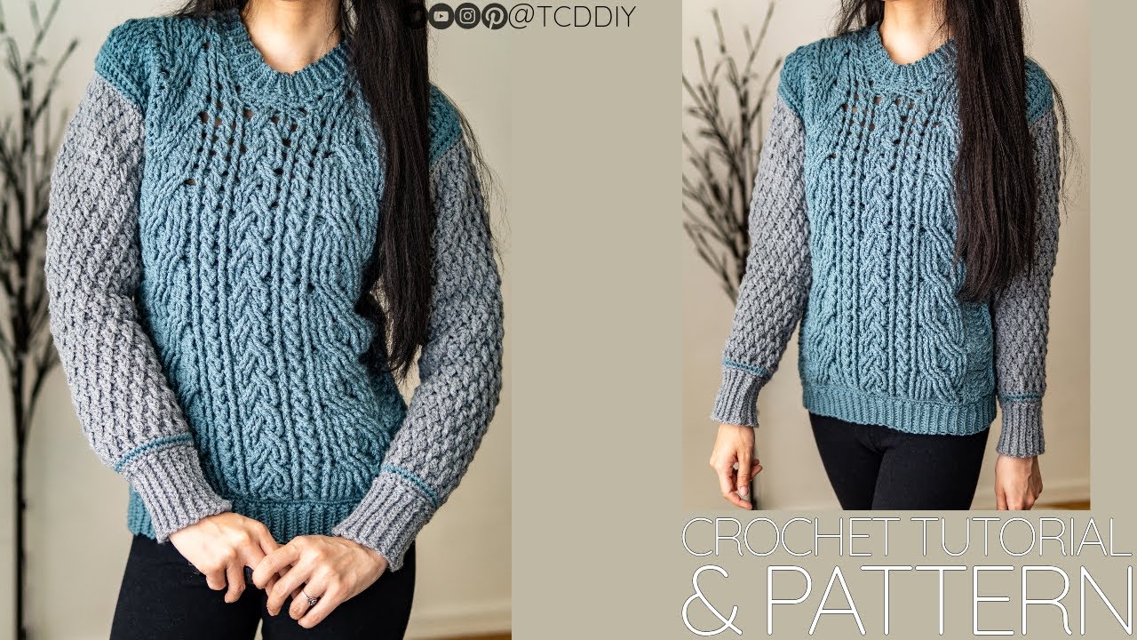 How To Crochet A Cable Stitch Sweater Pattern Tutorial Diy Youtube