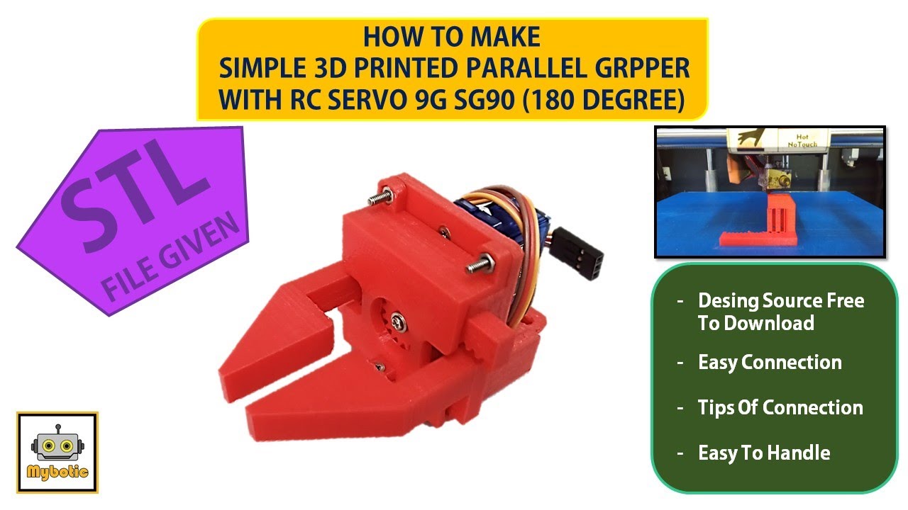 How To Make 3d Printed Gripper With Rc Sg90 9g Servo Motor Diy 3d