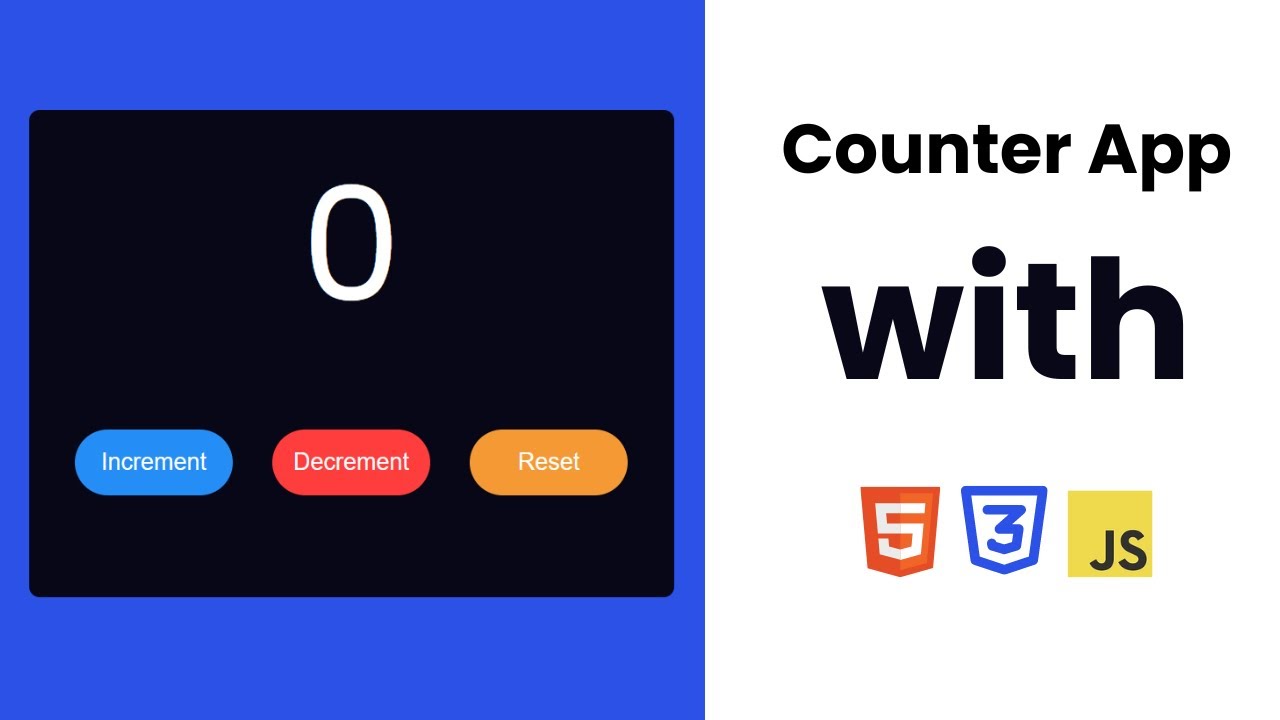 How To Build A Counter App Html Css And Javascript Tutorial Youtube