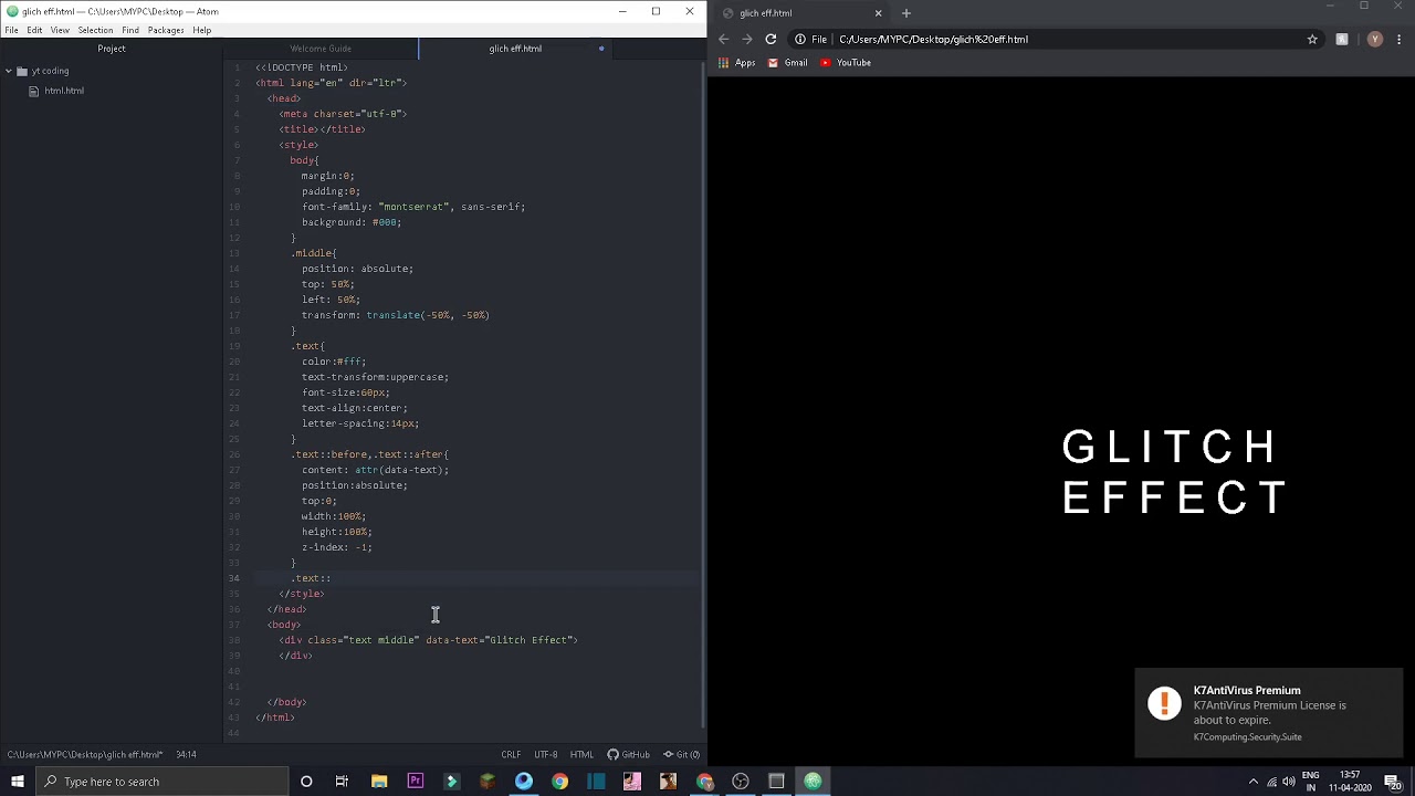 How To Make Glitch Effect Using Html And Css Agree Reality Youtube
