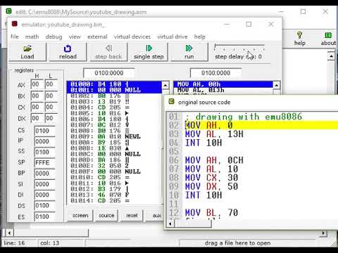 Drawing With Emu8086 X86 16 Part 2 Youtube