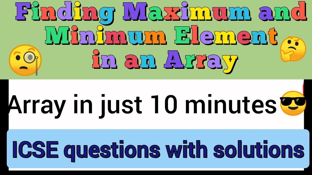 Array Part 2 Important Question Solved Java Class 10 Icse Youtube