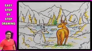 How To Draw Mountain Animals Step By Step