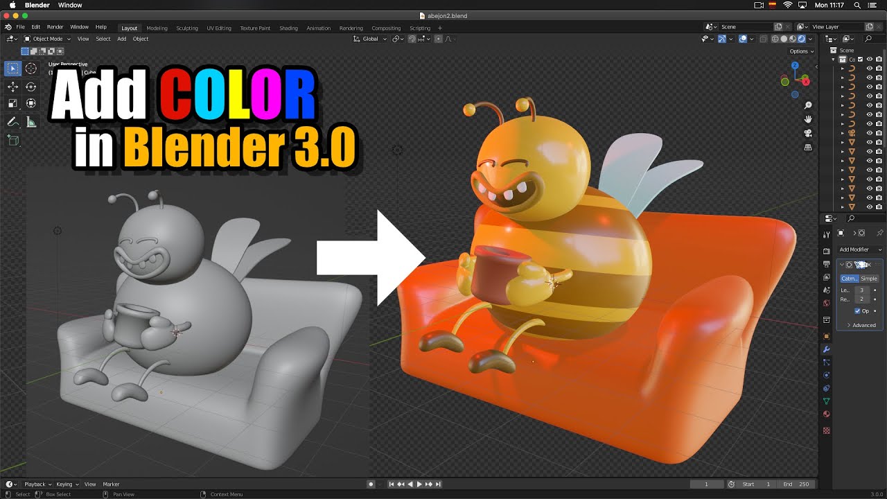 How To Add Color In Blender 3 0 Colorize Beginner Tutorial Youtube