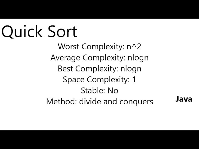 Quicksort Sorting Algorithm In Java