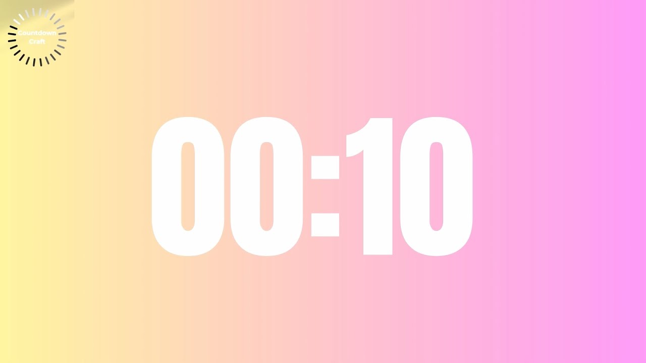 10 Seconds Countdown Timer In Yellow Pink Background Youtube