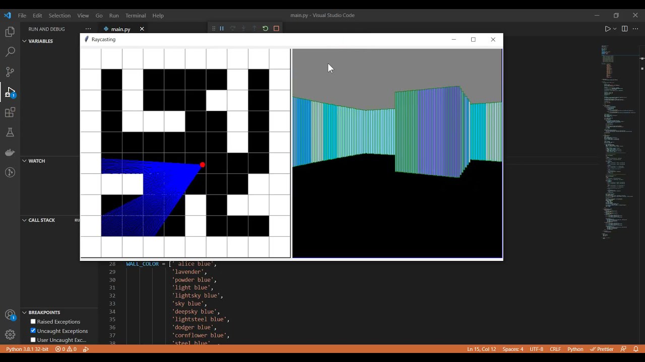Simple Raycasting 3d In Python With Tkinter Demo Youtube