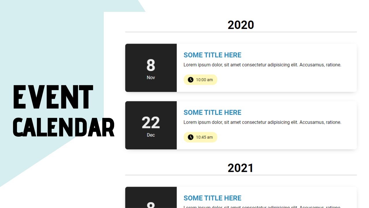 How To Design An Event Calendar For Your Website Youtube