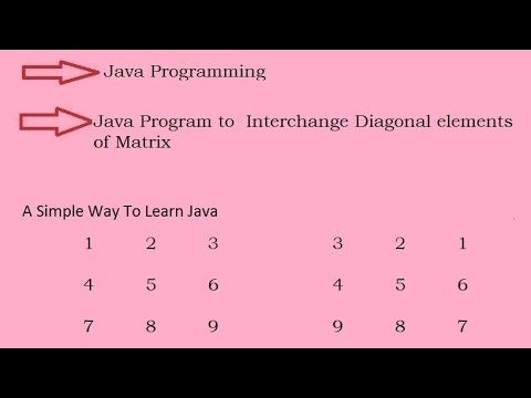 Java Program To Interchange Diagonal Elements Of Matrix Hindi Youtube