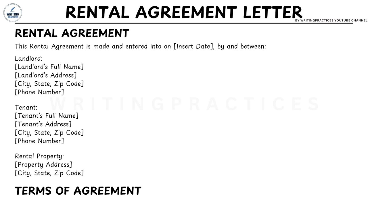 Basic Rental Agreement Letter Template Free Weekly Rental Agreement