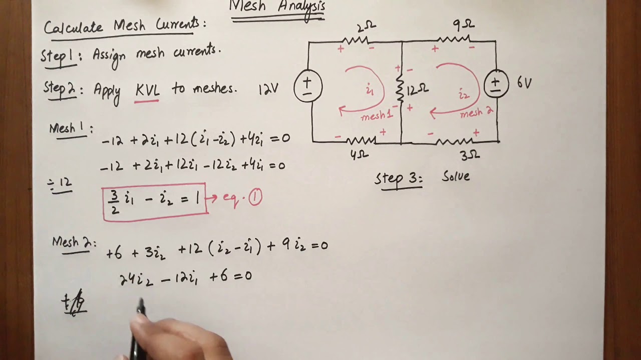 Mesh Analysis Example Problem Solution Easy Steps Youtube