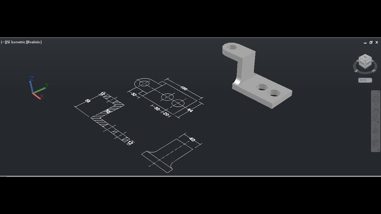Autocad Tutorial Creating 2d 3d Mechanical Part Drawing Step By Step