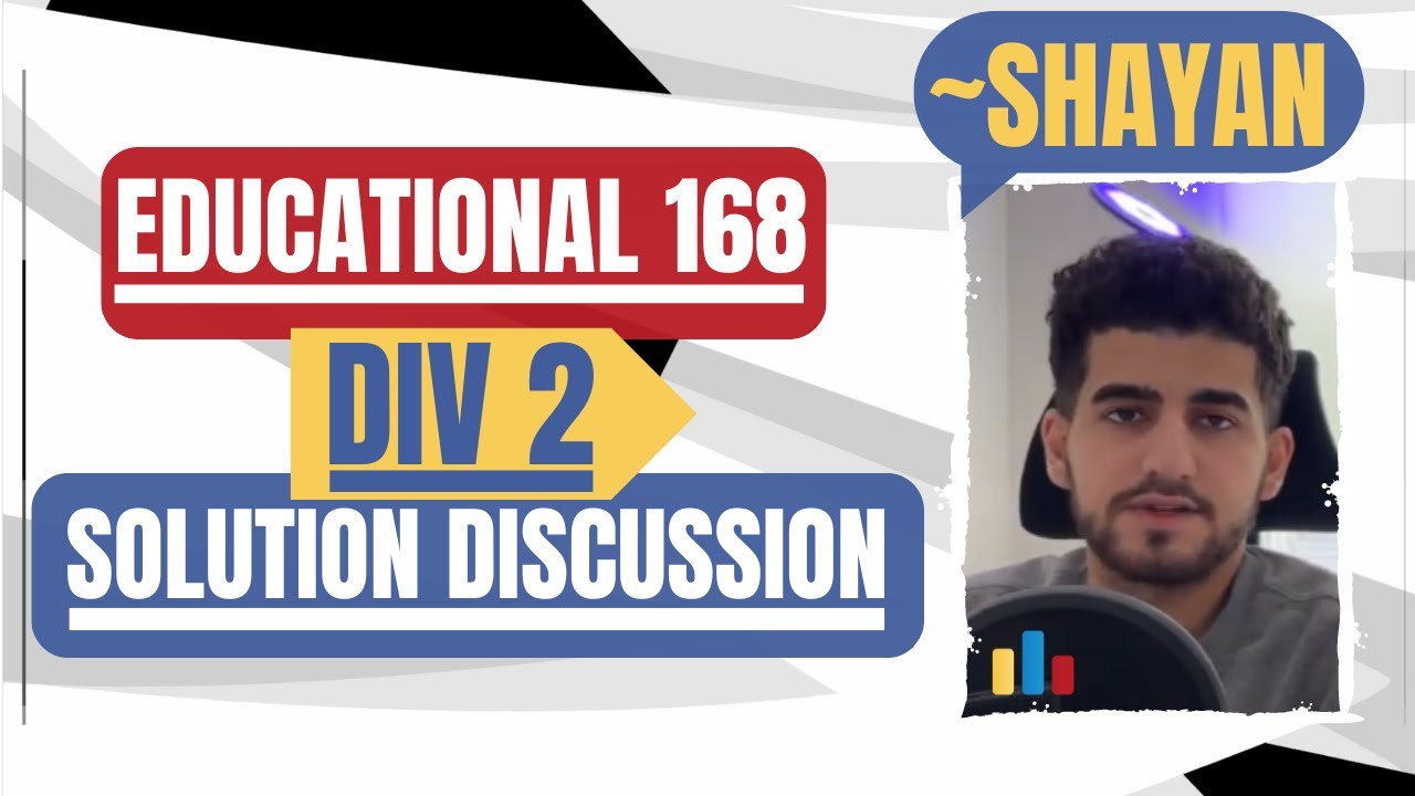 Codeforces Educational Round 168 Div 2 Solution Discussion Youtube