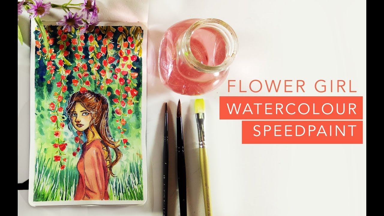 Flower Girl Watercolor Speedpaint Youtube