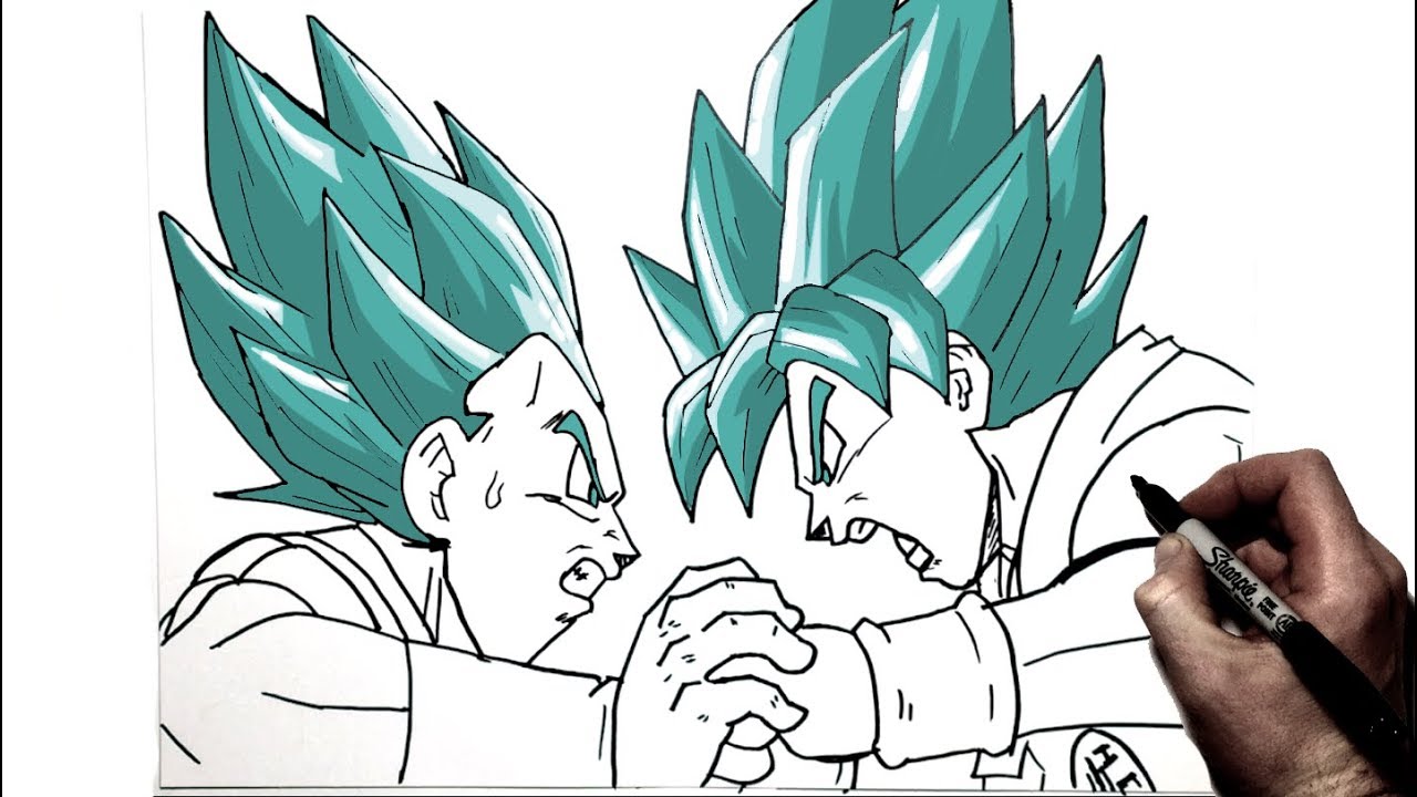 How To Draw Goku Vs Vegeta Step By Step