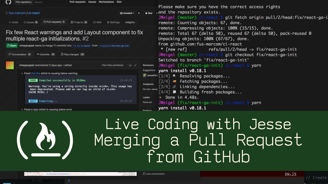Merging A Pull Request From Github Live Coding With Jesse