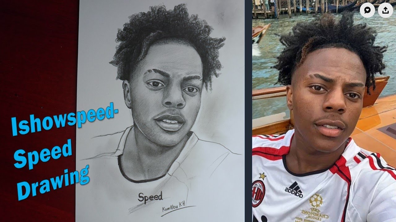 How To Draw Speed S Real Face Speed Drawing Ishowspeed Drawing