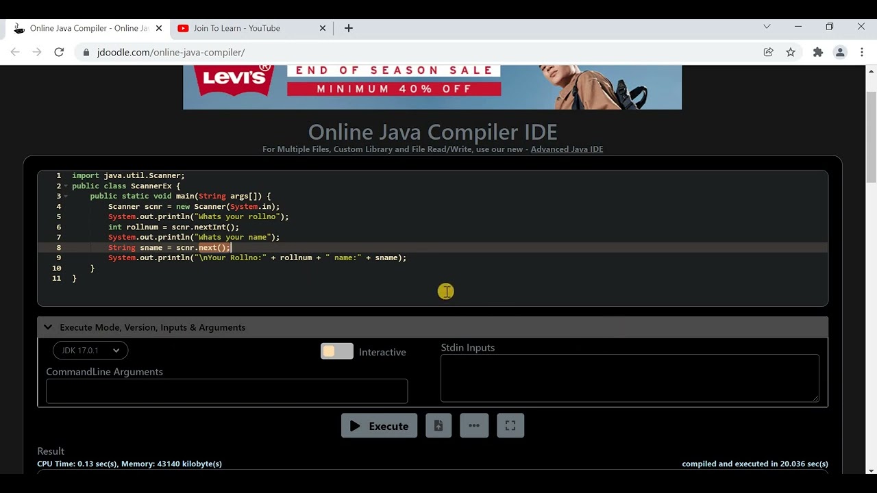 Jdoodle Java Online Compiler How To Give Input Interactive Mode