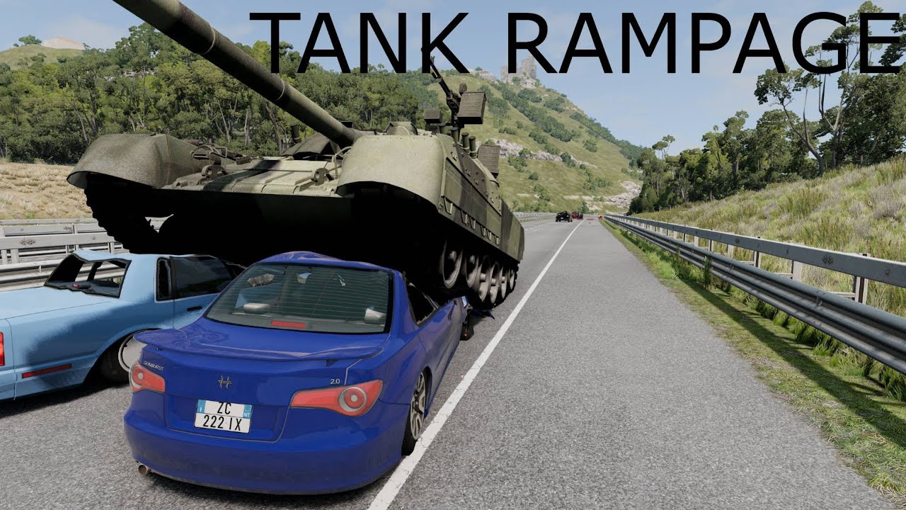 Tank Rampage On Highway Beamng Youtube